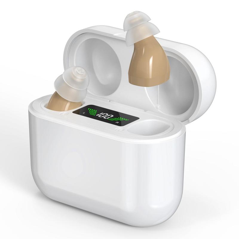 GM-912T Ergonomiset CIC-kuulokojeet latauskotelolla - beige / valkoinen